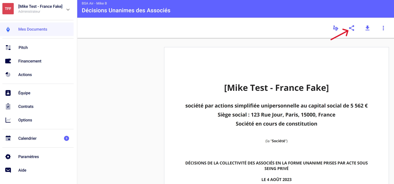 Comment partager un document pour signature avec vos associés ou investisseurs